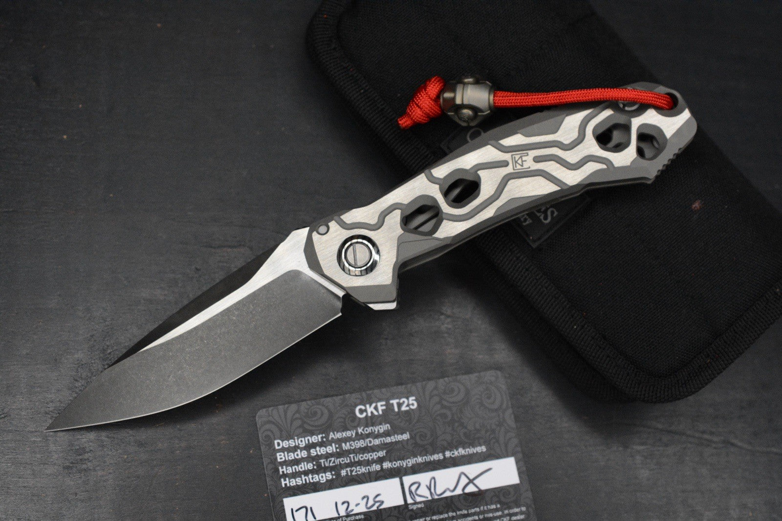 NEW Custom Knife Factory T-25 Milled Ti Scales/ Two Tone M398 Blade w ...