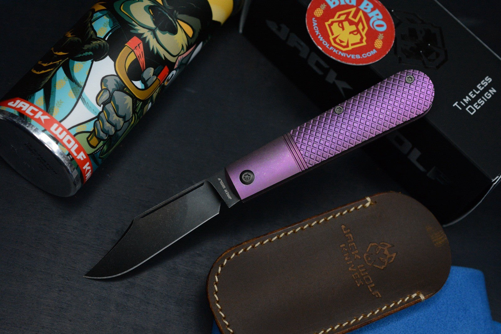 NEW Jack Wolf Big Bro Jack - Purple Titanium Cross Hatch w/ Leather Po ...