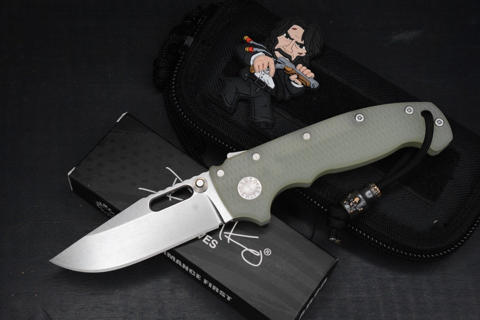 NEW DEMKO AD20 FULL SIZE Trans G-10 Magnacut Clip Point w/Poison Bead ...